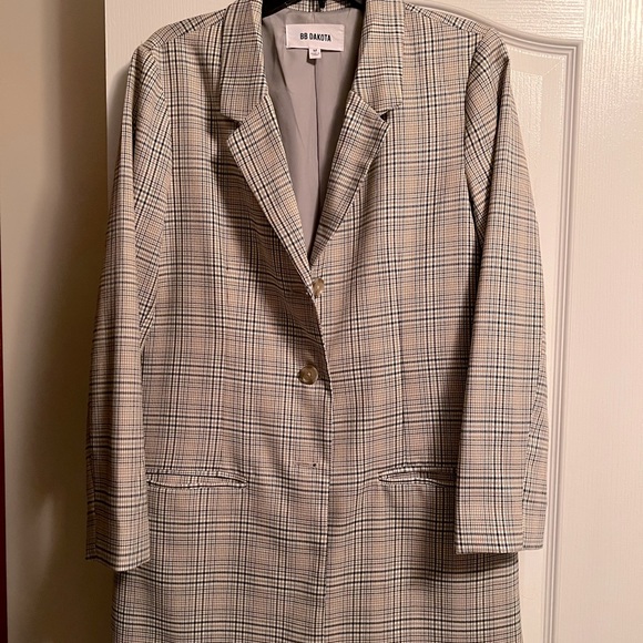 BB Dakota | Jackets & Coats | Bb Dakota Long Plaid Blazer | Poshmark